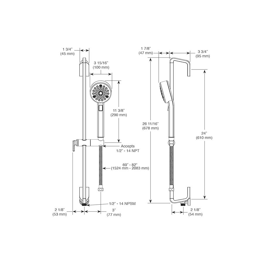 Brizo 88798-GL Levoir Slide Bar Handshower With H2Okinetic Technology